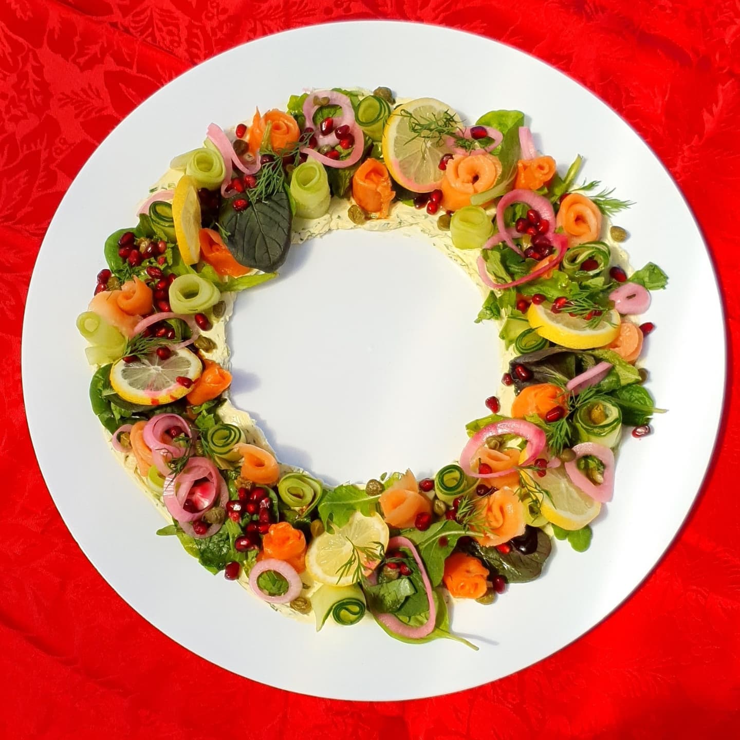 Smoked Salmon Wreath with Cream Cheese & Pickled Onions – Life With Janet